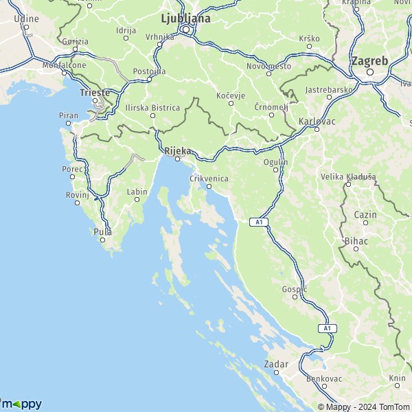 Plattegrond County of Primorje-Gorski Kotar: kaart van County of ...