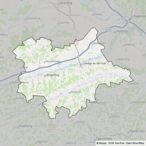 De kaart voor de Dingolfing-Landau