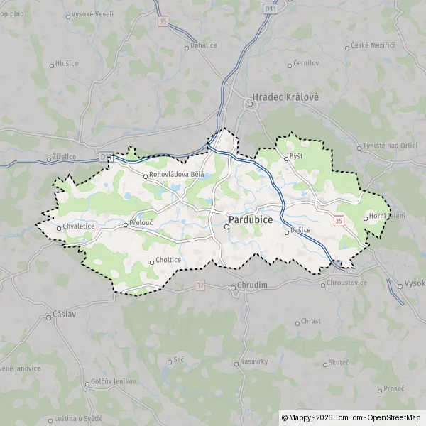 Plattegrond Pardubice: kaart van Pardubice en praktische info - Mappy