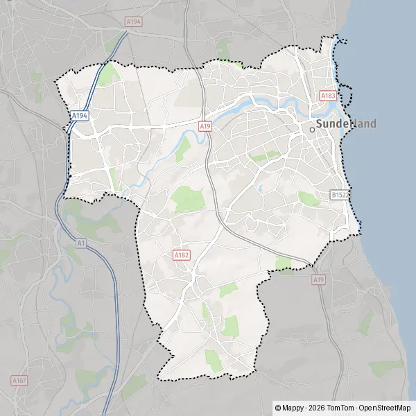 Plattegrond Sunderland: kaart van Sunderland en praktische info - Mappy