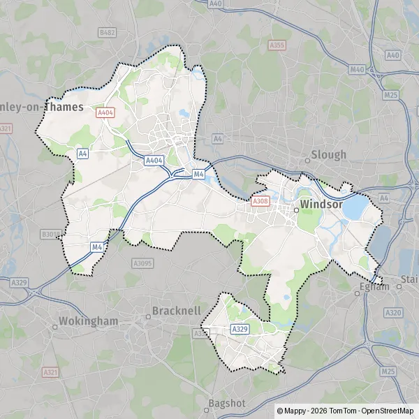 Plattegrond Windsor and Maidenhead: kaart van Windsor and Maidenhead en ...
