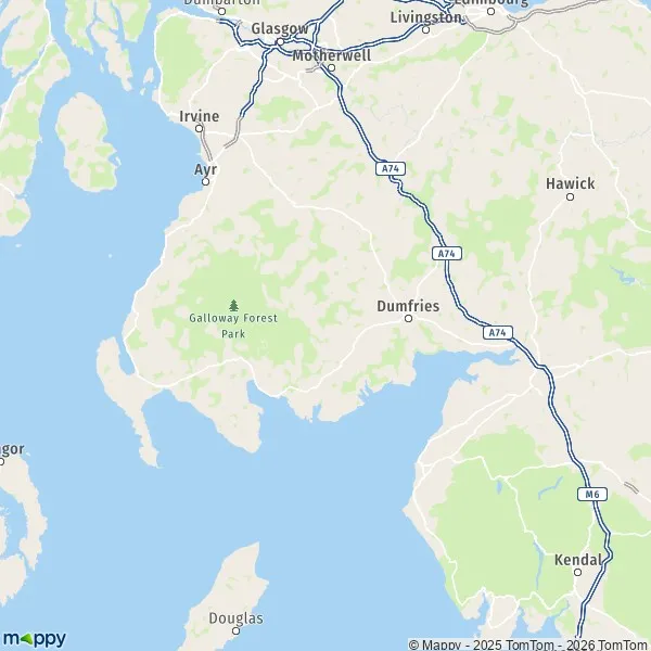 Plattegrond Dumfries and Galloway: kaart van Dumfries and Galloway en ...