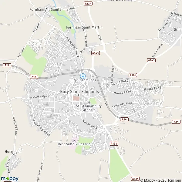 Plattegrond Bury Saint Edmunds : kaart van Bury Saint Edmunds (IP33 1 ...