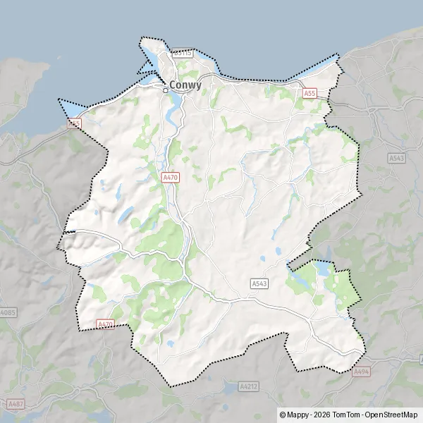 Plattegrond Conwy : kaart van Conwy (LL30 9) en praktische info