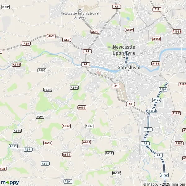 Plattegrond Gateshead : kaart van Gateshead (NE10 0) en praktische info