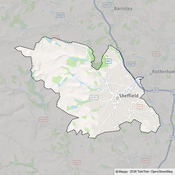 Plattegrond Sheffield : kaart van Sheffield (S1 1) en praktische info