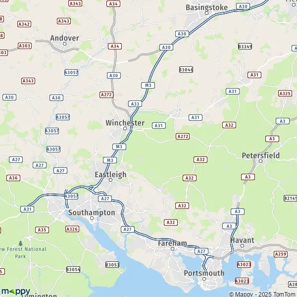 Plattegrond Winchester : kaart van Winchester (SO21 1) en praktische info