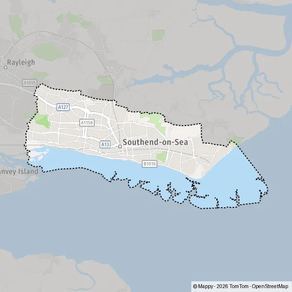 Plattegrond Southend-on-Sea : kaart van Southend-on-Sea (SS0 0) en ...