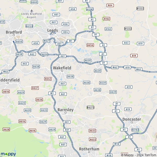 Plattegrond Wakefield : kaart van Wakefield (WF1 1) en praktische info