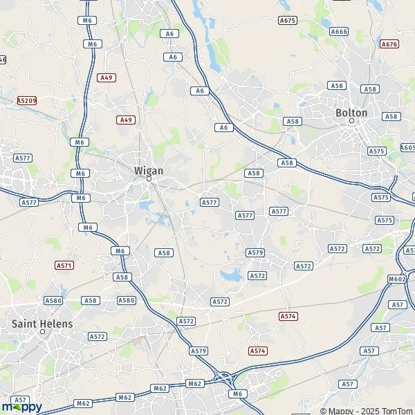 Plattegrond Wigan : kaart van Wigan (WN1 1) en praktische info